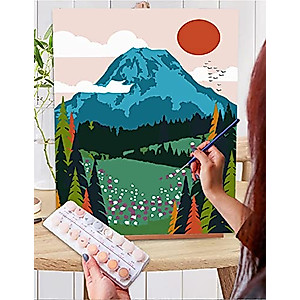 LWZAYS Paint by Number for Adults,Mountain Lake Landscape Paint by Numbers,Without Frame DIY Oil Painting Acrylic Paints for Wall Art（6 Pack 8X12 Inch