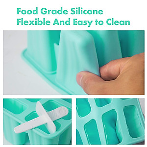 Popsicles Molds, Silicone Popsicle Mould BPA Free Ice Pop Molds Reusable 10 Cavities Popsicle Maker with Popsicle Sticks, Funnel and Cleaning Brush (Forest Green)
