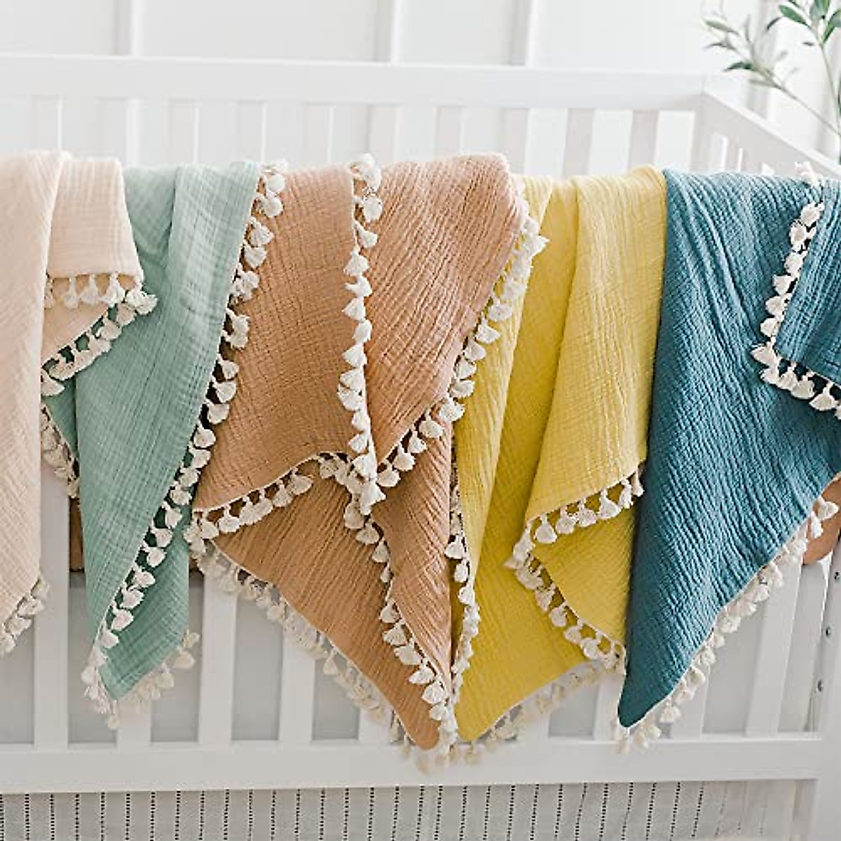 Crane Baby Muslin Swaddle Blanket, Soft Cotton Lightweight Nursery and Stroller Blanket for Baby Boys & Girls, Riverstone, 30" x 40"