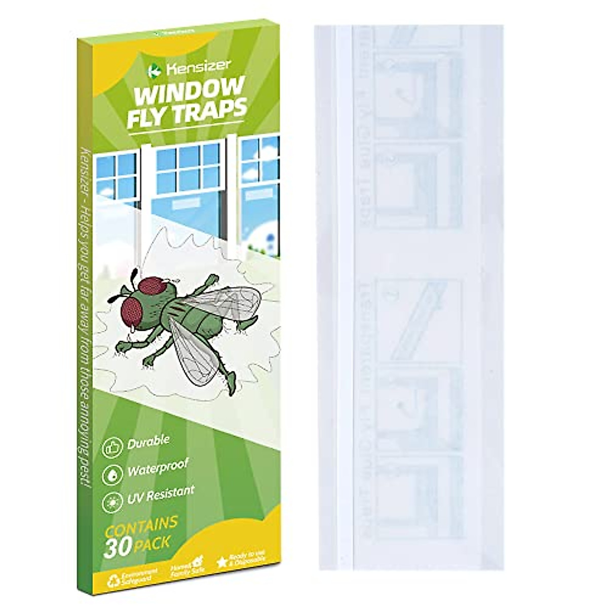 Kensizer 30-Pack Window Fly Traps for Indoors, Fly Paper Sticky Strips, Fly Catcher Clear Windows Trap for Home, House Fly Killer Lady Bug Traps