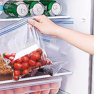 KAMMAK Quart Bags, Food Storage Bags, Reusable Ziplock Bags, Grip, Open, and Close Easily (6.97 7.4 Inch 100 Count)