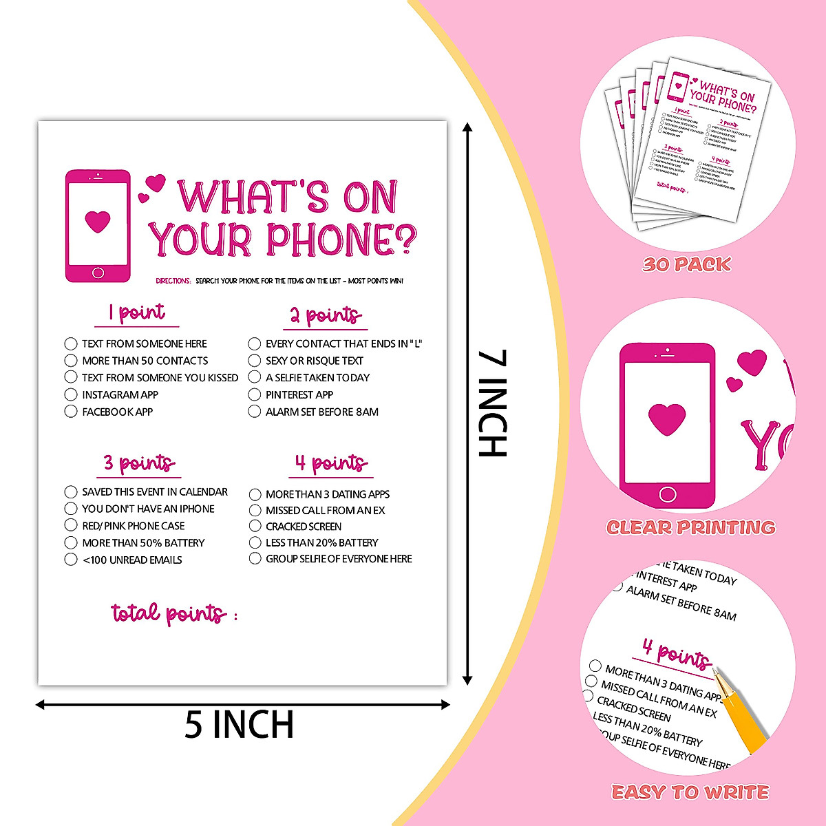 Girls Night Party Game - Ladies Night Party Games - What's On Your Phone Game Pack - Fun Girls Night In/Girls Night On - Bridal Shower or Bachelorette Party Game - Games for Adults - 30 Game Cards