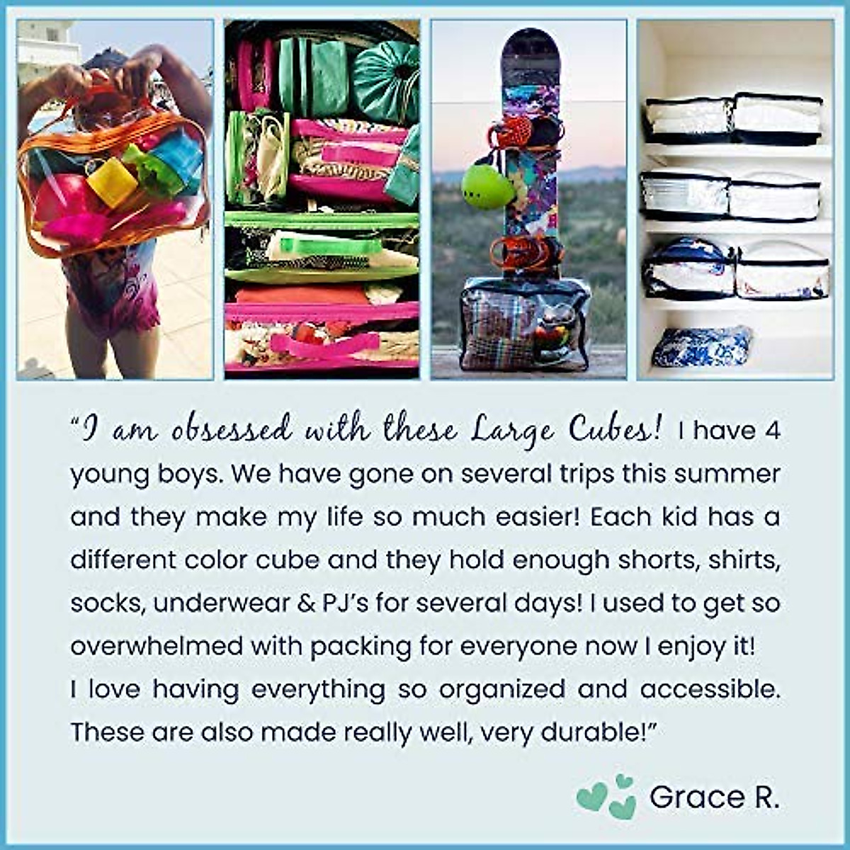 Large Clear Travel Packing Cube/See-Through PVC Organizer for Suitcase/Multipurpose Pouch w/Handle/Dress Shirts, Pants, Cashmere, Sweaters & Seasonal Linen Storage Protection (Turquoise)