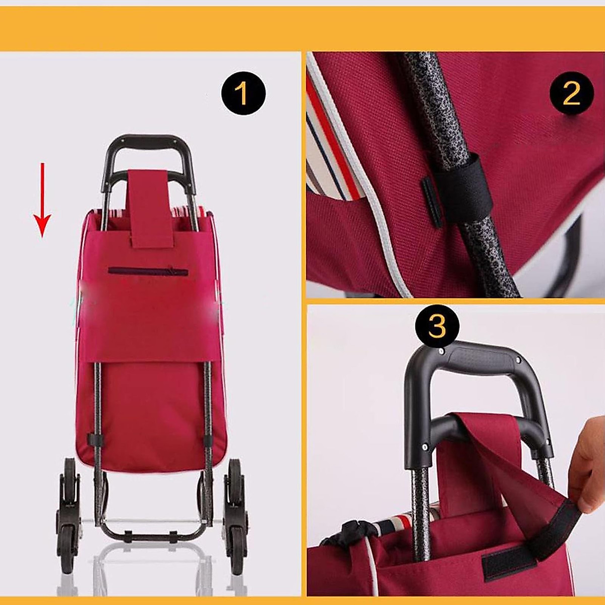 JIAHESHYP Shopping Cart Replacement Bag, Trolley Waterproof Spare Bag, Storage Bag with Side Pockets, Portable Utility Moving Shopping Bag