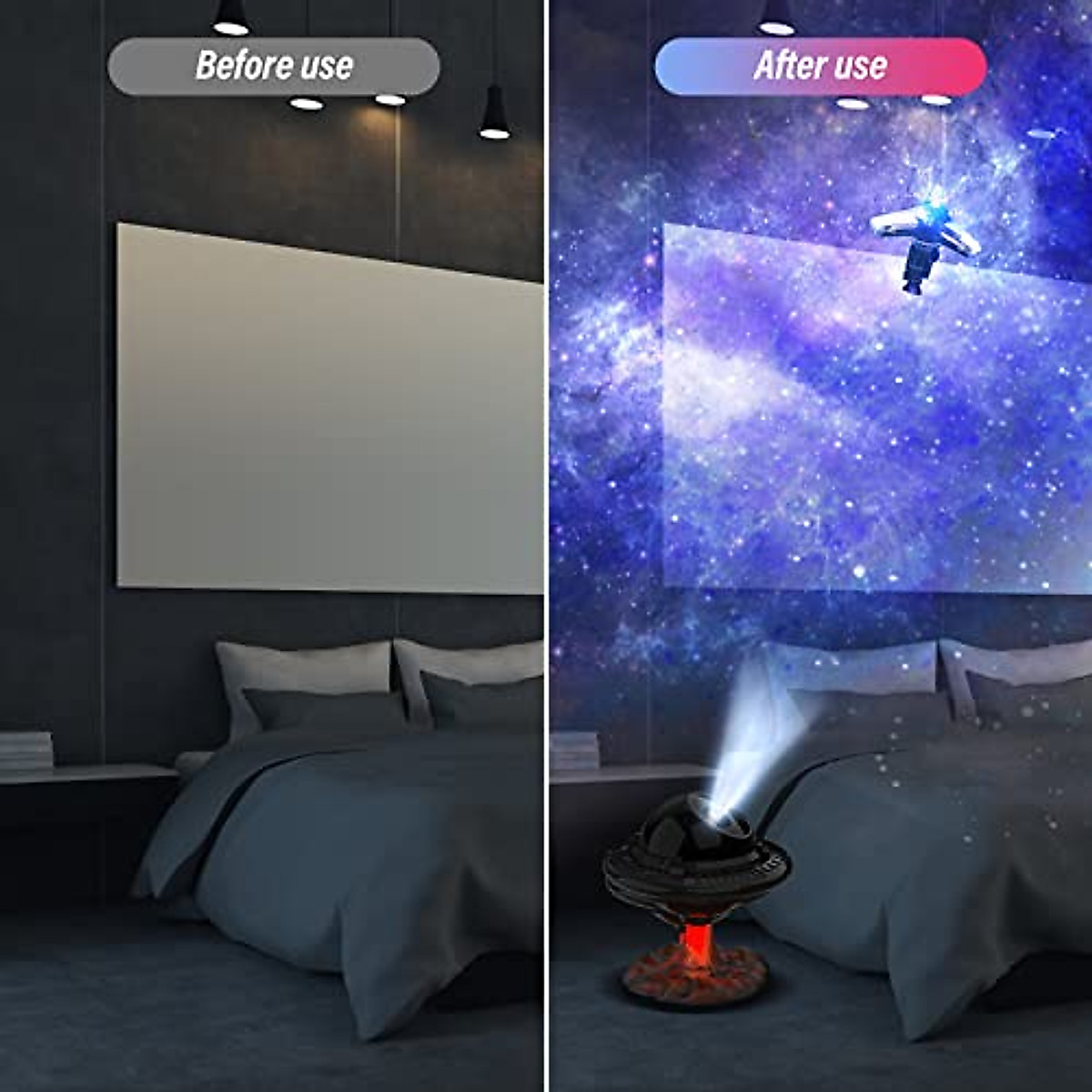 BestYiJo Star Projector Galaxy Night Light, UFO Galaxy Projector, Timer, Touch and Remote Control, Starry Nebula LED Ceiling Projector, Room Decor for Bedroom, Gifts for Birthdays, Valentine's Day