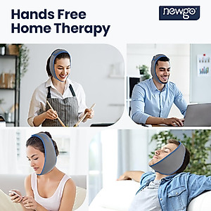 NEWGO Face Ice Pack Wisdom Teeth Ice Pack Head Wrap for Face Oral Surgery Pain Relief, Jaw Ice Pack with 4 Hot Cold Gel Packs for Tooth Extraction, TMJ, Chin, Jaw, Facial Surgery - Gray