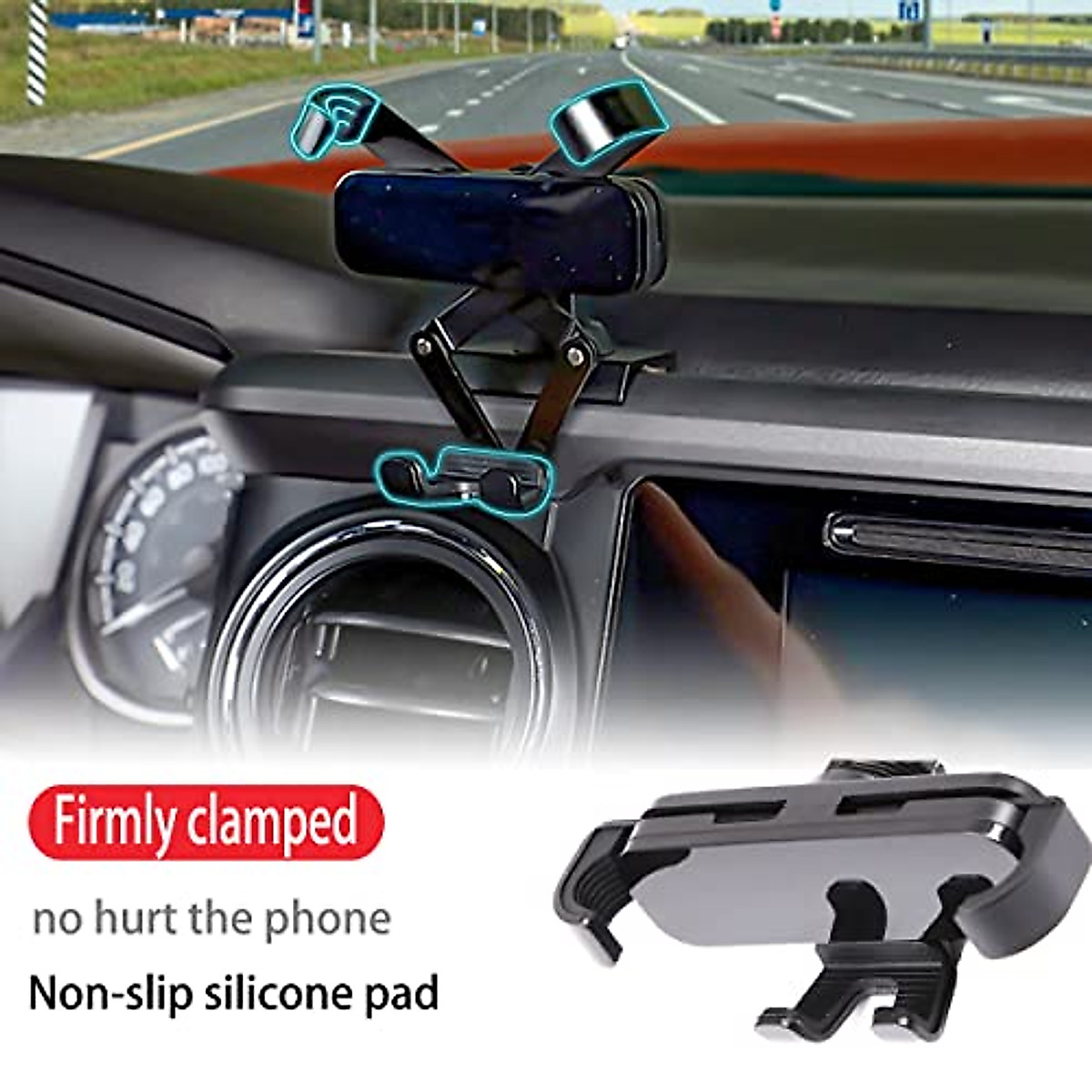 CHEAYAR Car Phone Holder ,Car Phone Mount Tacoma , for All Mobile Phones,Phone Mount Dash Clip, Compatible with Tacoma 2015 2016 2017 2018 2019 2020 2021 2022 2023