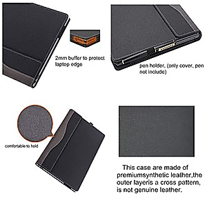 forubar Laptop Case Cover for Dell Inspiron 14 Plus 7430 7420 & Inspiron 14 Pro 5430 5420 7425 5425 [Not Other Models] Notebook Sleeve Computer Bag Protective PU Leather Shell (black)