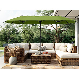 PHI VILLA 13ft Large Patio Umbrellas, Double-Sided Outdoor Market Rectangle Umbrella for Outside, Lime Green