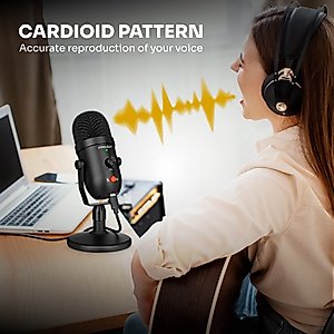 Podcast Microphone for Phone/Pad/PS4,Condenser Recording USB Microphone for Computer,Metal PC Microphone for Gaming,ASMR,YouTube,Streaming Mic Kit with Noise Cancelling for Laptop MAC or Windows
