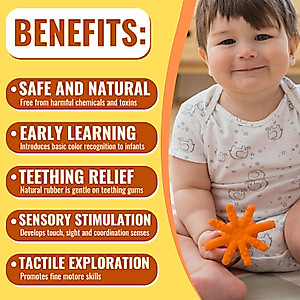 CaaOcho Pure Natural Rubber Teething Gum Massager Baby Toy & Bath Toy - Squid Teether for Babies, Sealed Hole, BPA Free Baby Toy, Hole Free Molar Teether Toy, All Natural Bath Toy