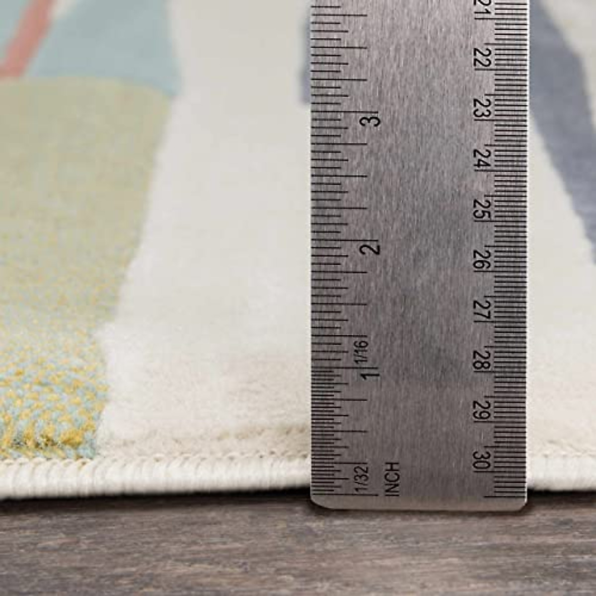 Southfields Modern Farmhouse Contemporary Living Room Bedroom Kids Room Multicolor Area Rug - Colorful Rainbow Striped Modern Rug Carpet - Red, Yellow, Blue, Green - 5'3" x 7'3"