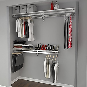 Arrange A Space RCMBY Elite 52" Top and Bottom Shelf Rod kit with Long Hang White Closet System