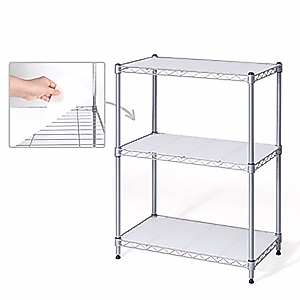 Fencer Wire NSF Adjustable Height Wire Shelving w/Liner, Basement Storage Shelving, Metal Steel Storage Shelves, Kitchen, Garage Shelving Storage Organizer, Utility Shelf, 3-Tier W/Liners, Silver