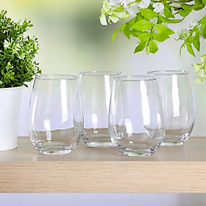Martha Stewart Farrow 18 OZ Large Stemless Multipurpose Wine Glasses Set For Red or White Wine, Set of 4