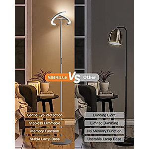 SIBRILLE Floor Lamps for Living Room, Modern Stepless Dimmable Standing Lamp with Remote Control, 20W 3000-6000K LED Rotatable Floor Light Uplighter Stand up Lamp Tall Lamp for Bedroom Office