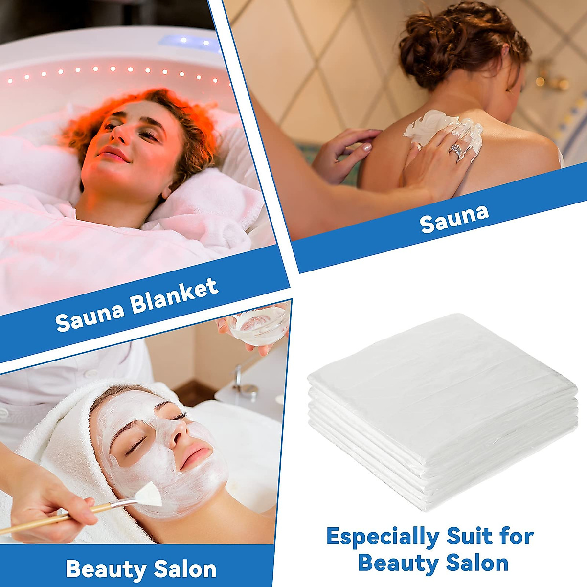 Teling 60 Pcs Plastic Sheeting for Body Wrap 47 x 82 Inch Sauna Blanket Applied Inside a Far Infrared Sauna Bag Disposable Body Wraps Thicken Sauna Blanket Liners Sauna Accessories