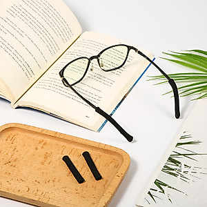 4pcs Eyeglasses Temple Tips Sleeve Retainer, Upgrade Soft Knitting Cotton Fabric Eyeglass Ear Cushion Anti-Slip Temple Pads for Sunglasses Glasses Reading Glasses (Black)