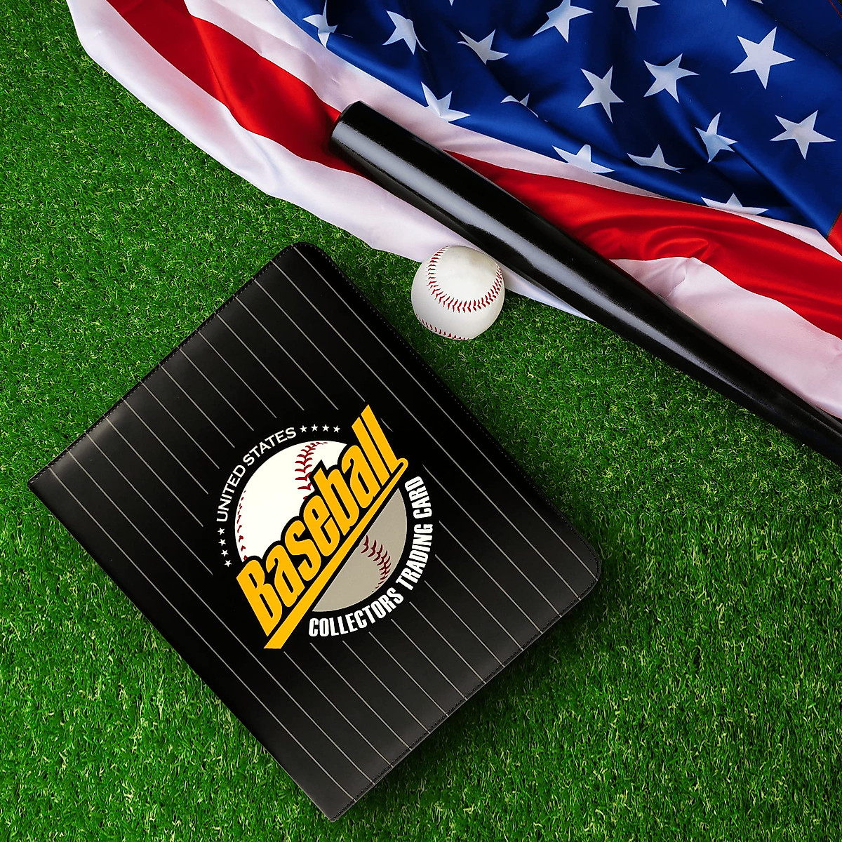 ZINOMAR Baseball Card Binder with Sleeves, 40 Pcs 9-Pocket Pages for 720 trading cards, Portable Card Collector Album Holder Book, Zip Carrying Case Display Storage for TCG - Black