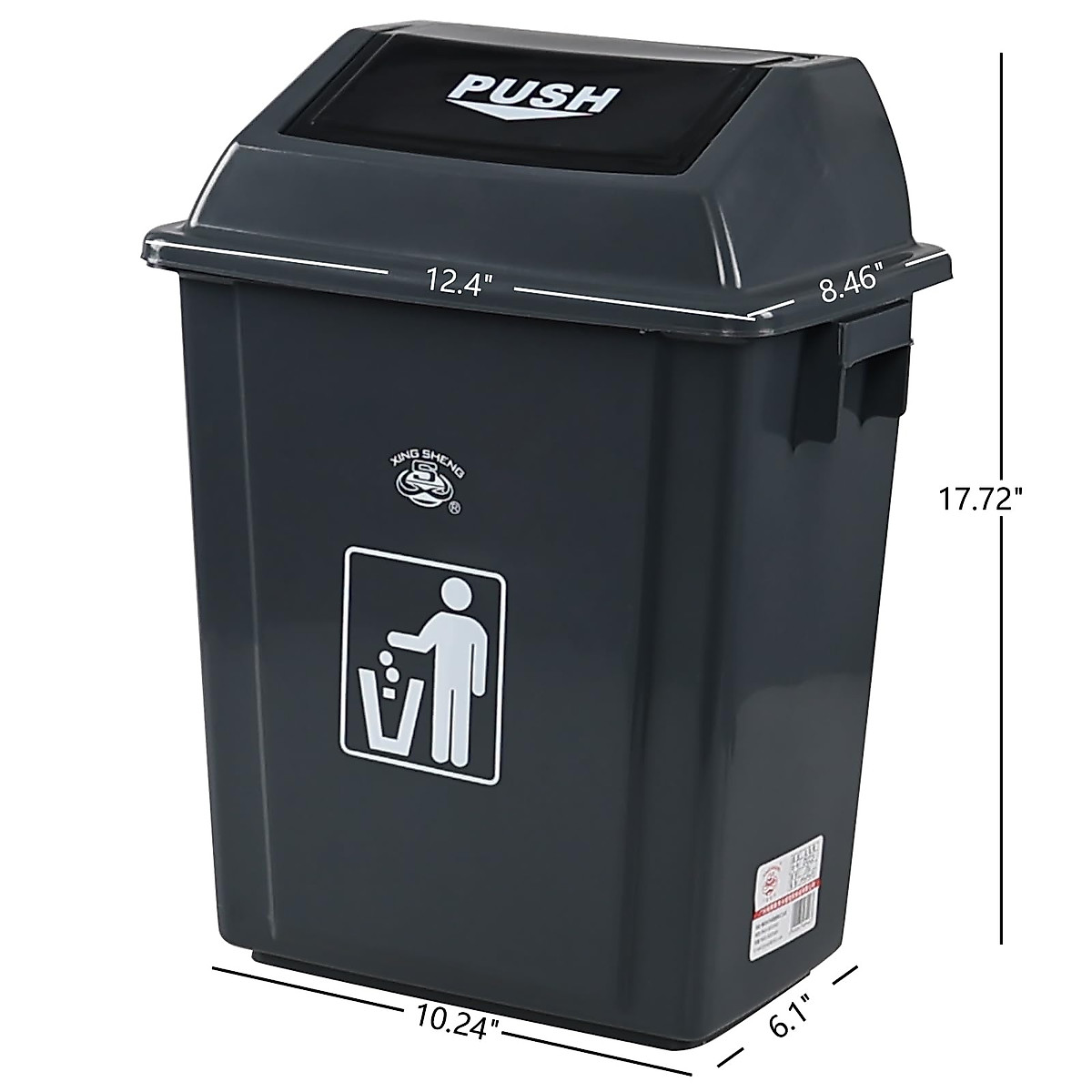 Nicesh 6 Gallon Plastic Swing Lid Garbage Can, Office Trash Can with Swing Top Lid, 4-Pack