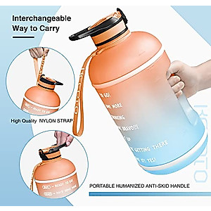 KEEPTO 1 Gallon Water Bottle with Straw Water Jug with Time Marker