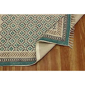 Casavani Indian Hand Made Cotton Dhurrie Geometric Gray & Black Rug Home Decorative Bohemian Kilim Rug Entryway Throw Rug Best Uses for Living Room Laundry Room Bed Room Bathroom 6x8 Feet