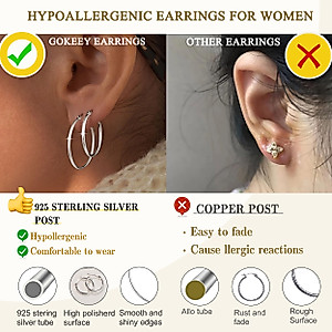 Gokeey Silver Earrings for Women Trendy, Hypoallergenic Silver Hoop Earrings for Women, Small Hoop Earrings Huggie Hoops Earrings for Jewelry Gifts 14mm 20mm 30mm 40mm