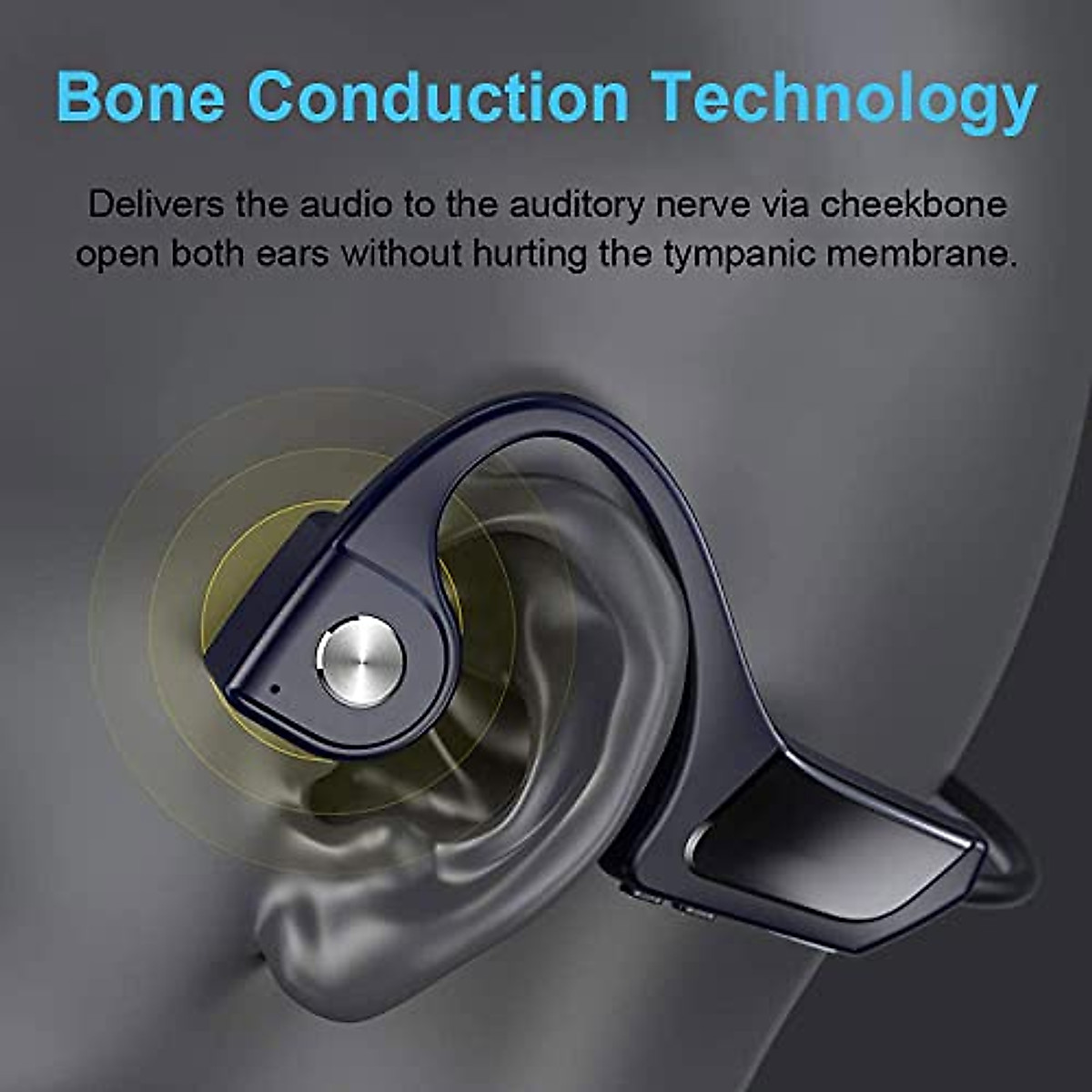 SLuB Bone Conduction Headphones,Bluetooth 5.0 Open-Ear Wireless Earphones,High Sound Quality,Ultra-Lightweight,Waterproof and Sweatproof Sports Headset(Blue)