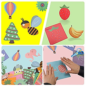 Fun Paper-Cut Set,Origami Paper Art; Scissor Skills Activity Cutting Book; Kids Scissors Crafts Kits Preschool-120 Pages with A Pair of Child-Safe Scissors Beginners Trainning and School Learning