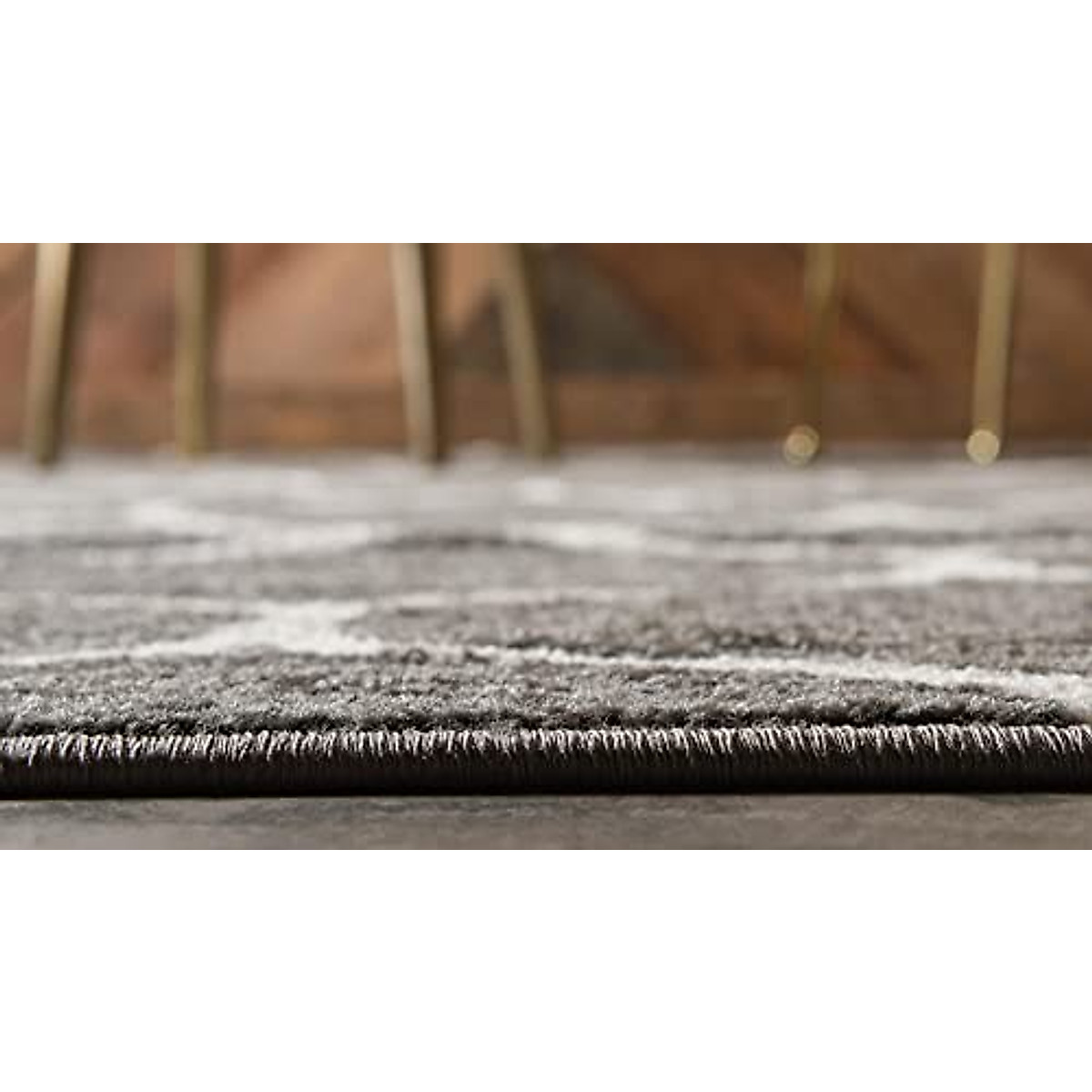Unique Loom Trellis Frieze Collection Area Rug - Rounded (4' 1" x 6' 1", Dark Gray/ Ivory)