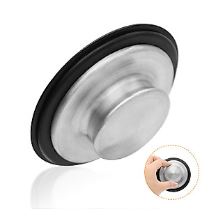 MJIYA Sink Stopper, 3.35 Inch Universal Kitchen Sink Stopper Garbage Disposal Drain Stopper Brushed Stainless Steel Rubber STP-SS, for Insinkerator, Kitchenaid, Waste King, Kohler and More (Silver-A)
