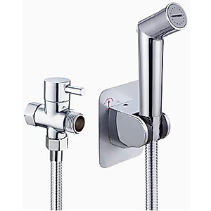 Toilet Bidet Kit - Handheld Bidet Sprayer - Chrome Toilet Shower Head with Hose and Holder Wall Mounted Toilet Shower Kit, for Personal Hygiene, Toilet Cleaning,A