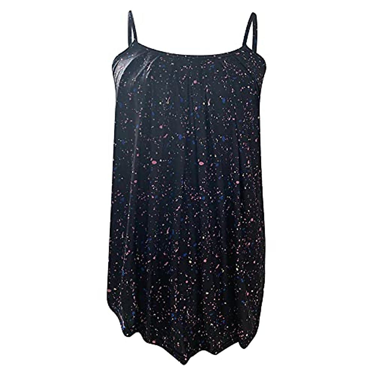 wodceeke Women's Summer Tank Sleeveless Sling T-shirt Casual Loose Solid color Folds Tops (Black,M)