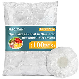 MAQIHAN 100 Bowl Covers Bread Proofing - Large Plastic Wrap for Food Sourdough Bread Baking Bread Rising Elastic Reusable Plate Covers Outdoor Food Fresh Keeping Bags Shower Cap Hair Deep Conditioning