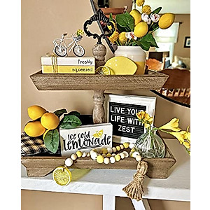 Felt Creative Home Goods Rustic Wood Two Tiered Tray, Rectangle 2 Tier Serving Tray for Coffee Bar, Kitchen Counter, Dining Room Table, Cupcake Stand, Holiday and Farmhouse Decor (Rustic Brown)