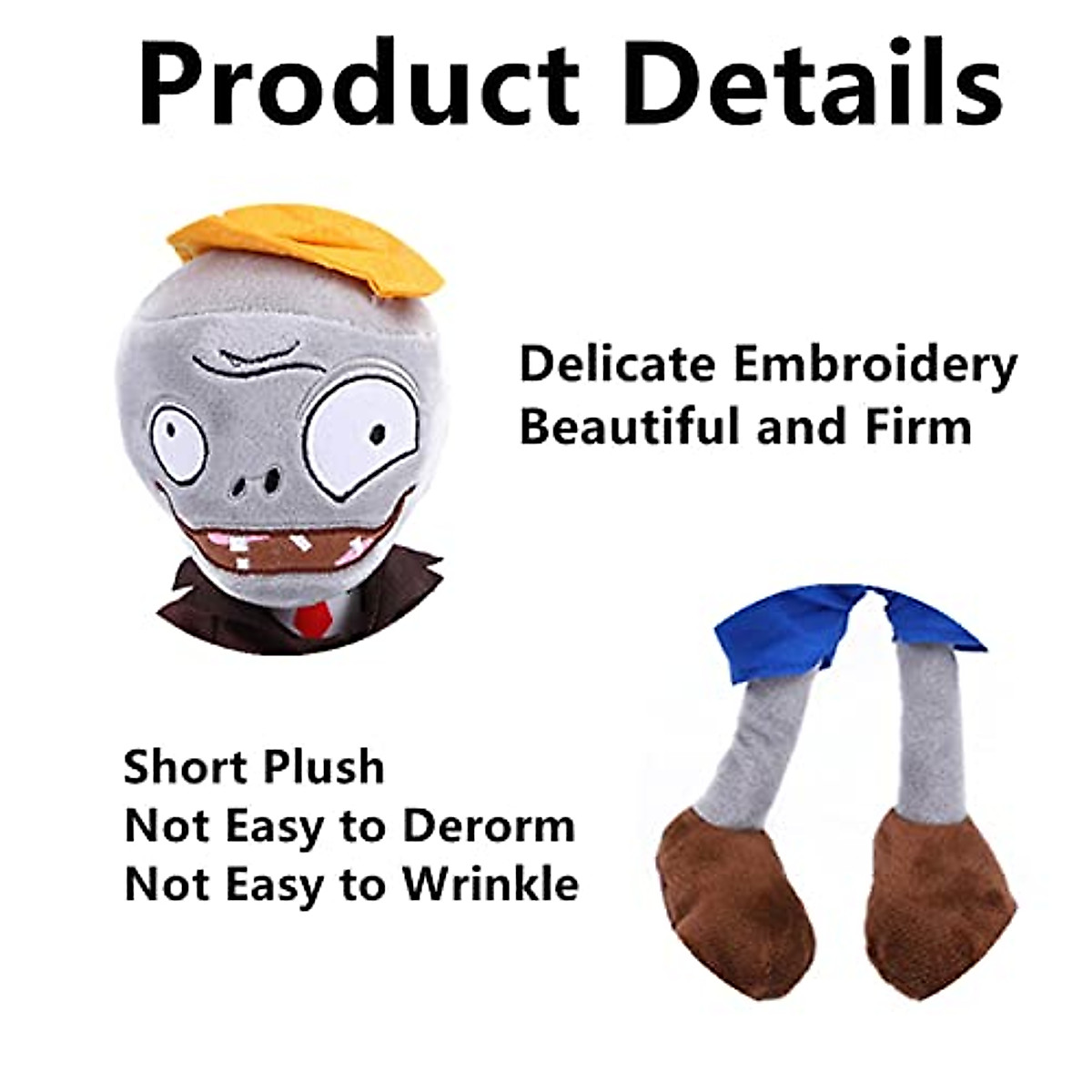 JHESAO 12" PVZ Plush Conehead Zombies Brown Coat Toys PVZ 1 2 Stuffed Soft Doll Roadblock Conehead Zombie New