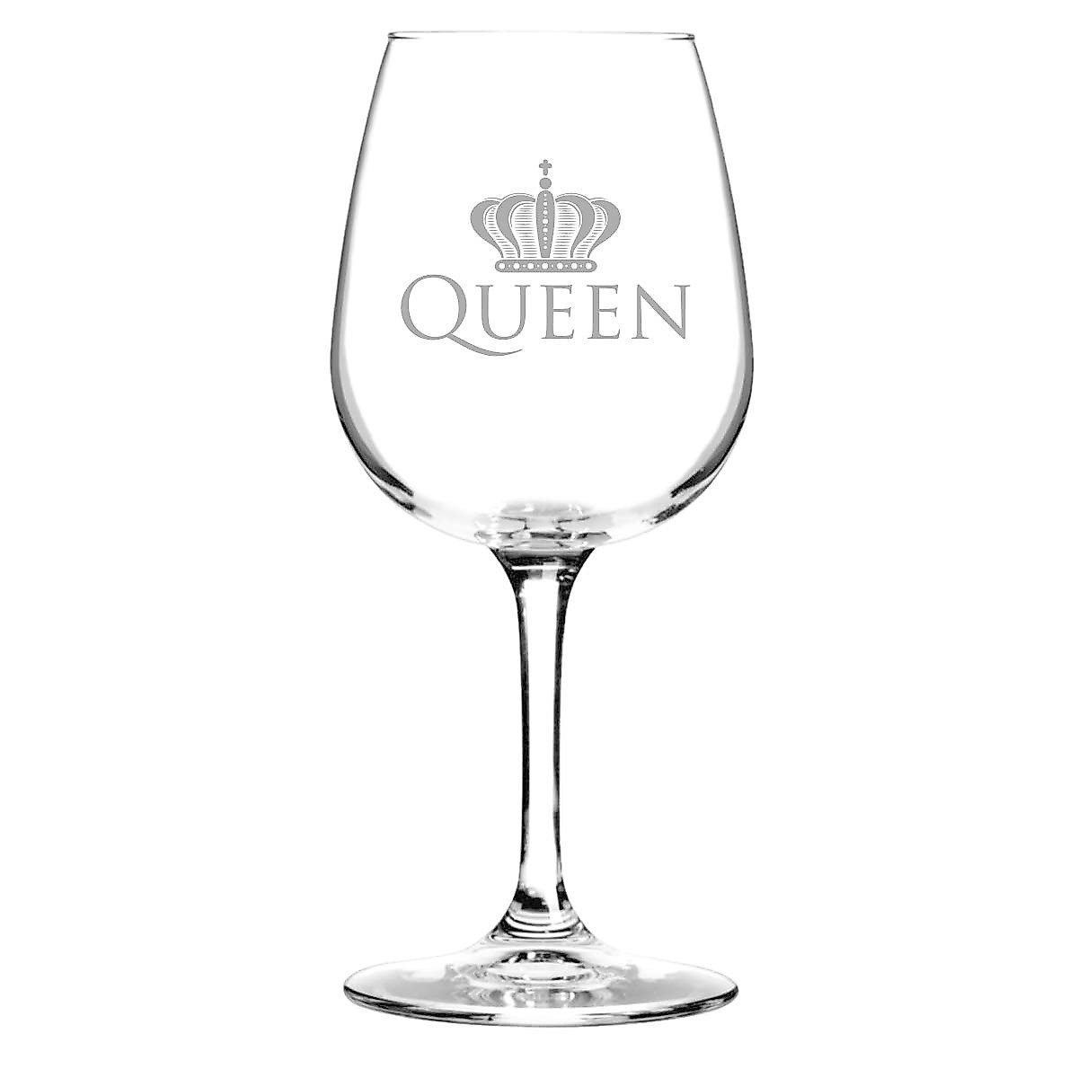 DU VINO Queen Funny Novelty Wine Glass - 12.75 oz. - Humorous Present for Mom, Women, Friends, or Her - Bridal Shower, Engagement or Wedding Favor - Made in USA