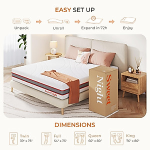 Sweetnight Queen Mattress, 12 Inch Memory Foam Mattress in a Box for Cool Sleep and Pressure Relief, Flippable Queen Size Mattress, CertiPUR-US Certified