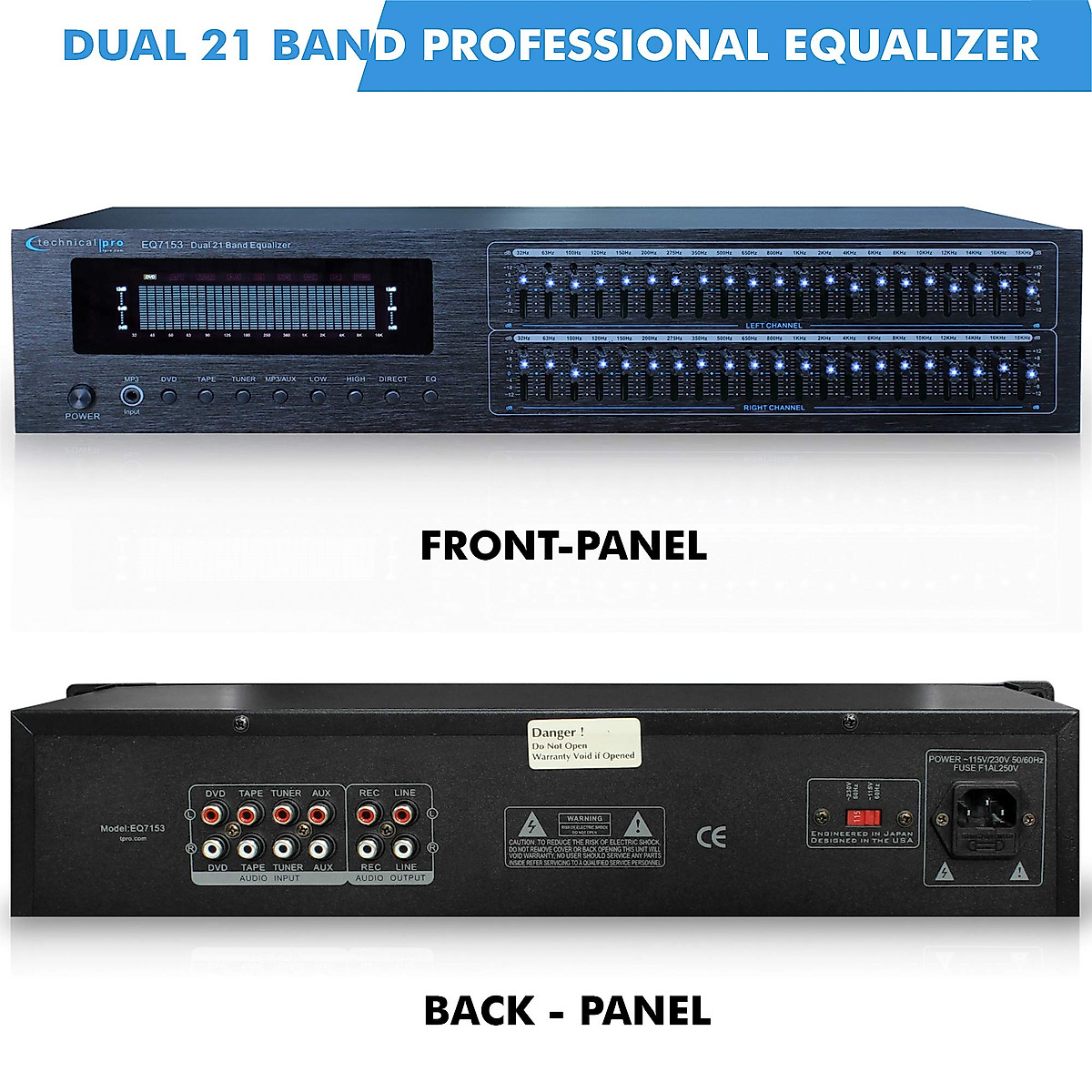 Technical Pro Dual 21 Band Professional Stereo Equalizer with Individual LED Indicators