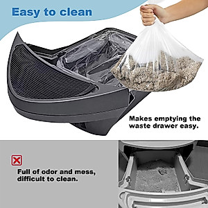 WECATION Replacement Waste Drawer Liners Compatible with Litter Bag Robot 3 4, 120 Count Waste Bags, 9-11 Gallons