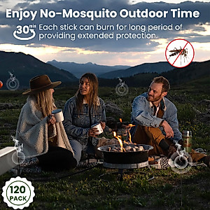 120 Pack Mosquito Repellent Sticks, Deet Free Citronella Incense Sticks Plant-Based, for Outdoor Indoor Use During Patio, Camping Trips, Picnics, Backyards Activities, Long Lasting Bug Protection