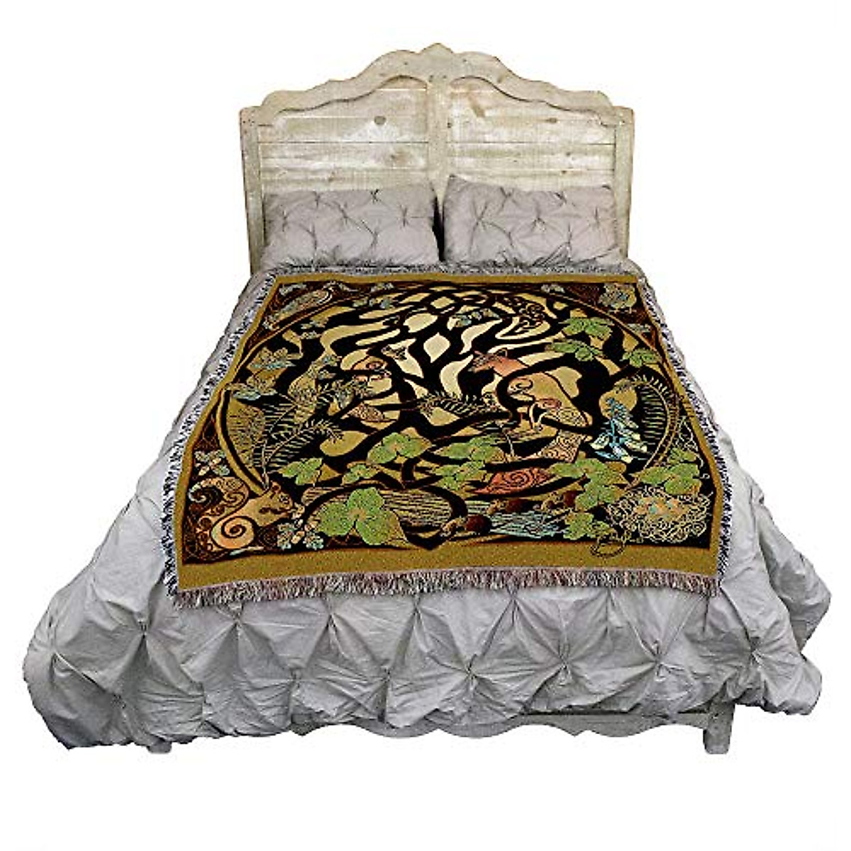 Pure Country Weavers Woodland Fox and Forest Animals Blanket by Jen Delyth - Celtic Gift Tapestry Throw Woven from Cotton - Made in The USA (72x54)