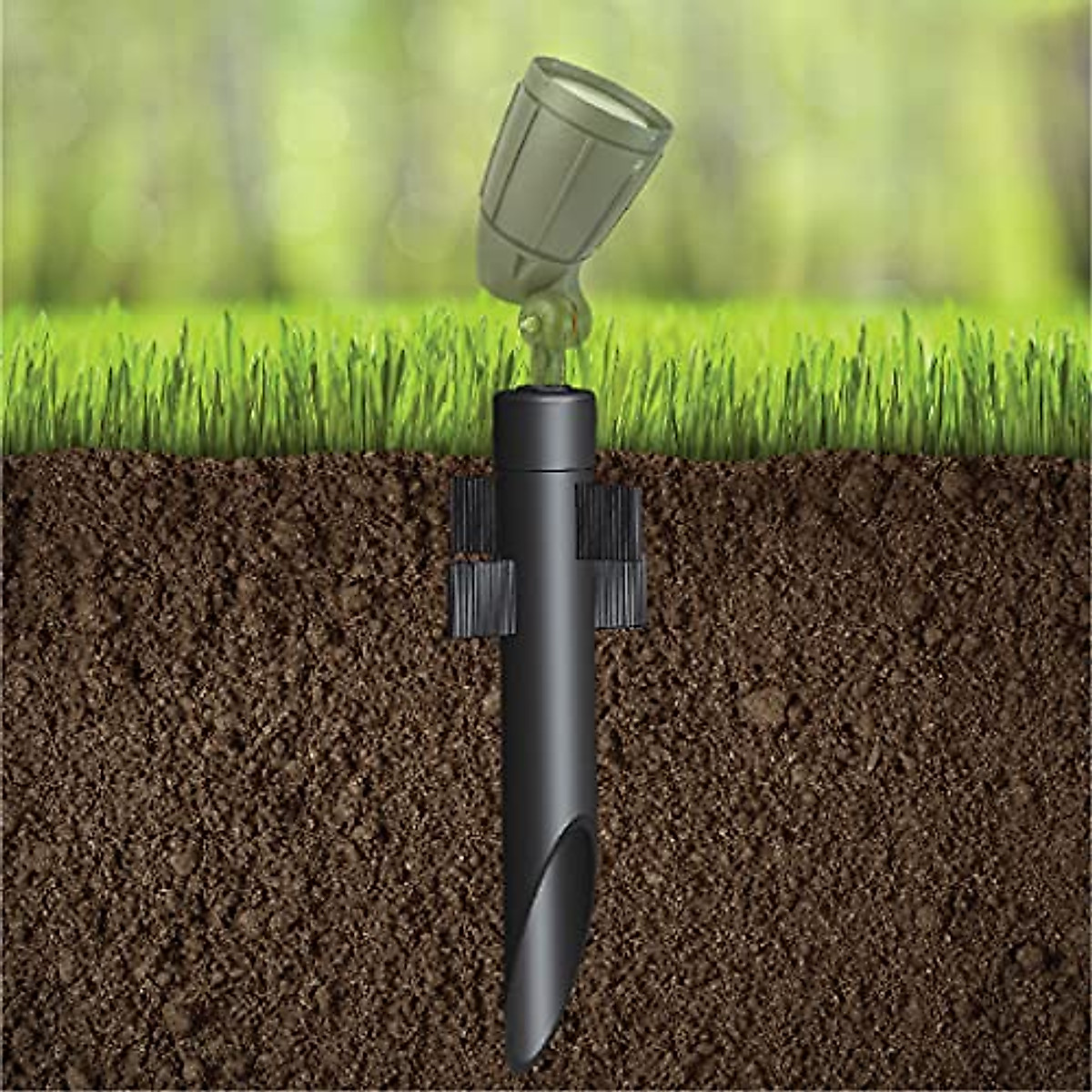 Newhouse Lighting MPOST17 2.5-Inch Outdoor Mounting Post with Cap and Stabilizing Wings for Landscape Flood Lights, Black, 17.63