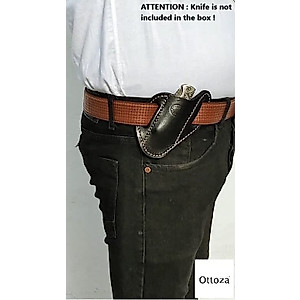 Ottoza Handmade Leather Knife Sheath CROSS DRAW KNIFE SHEATH 5" Folding Pocket Knife Sheath - Leather Folding Knife Sheath for 5 inch Folding Knives/Pocket Knives Black TOP GRAIN LEATHER No:73