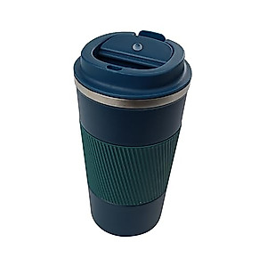Sip+Sea Dominica 18 oz Stainless Steel Travel Coffee Mug with Flip Lid and Silicone Sleeve | Double Wall Vacuum Insulated