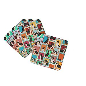 Caroline's Treasures MLM1112FC Lots of Tricolor Cardigan Corgi Foam Coasters Set of 4 Cup Coasters for Indoor Outdoor, Tabletop Protection, Anti Slip, Mouse pad Material