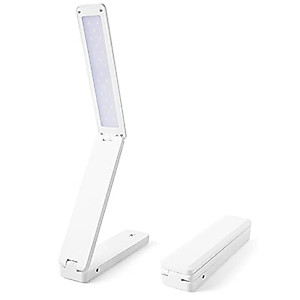 JIALUX Foldable LED Desk Lamp - Folding Portable USB Table Light with 3 Brightness Settings - for Home, Reading, Studying, Work, Travel - White