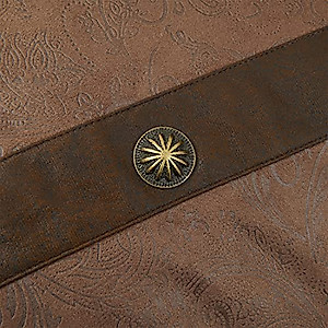 Paseo Road by HiEnd Accents | Del Rio 5 Piece Comforter Set, Super King Size, Blue and Brown Faux Leather, Southwestern Luxury Bedding Set, 1 Comforter, 1 Bed Skirt, 2 Pillow Shams, 1 Accent Pillow