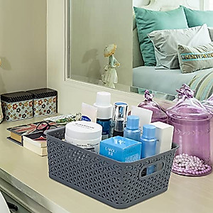 Jandson Grey Weave Storage Baskets, Pantry Organizer Bin, 6 Packs, F