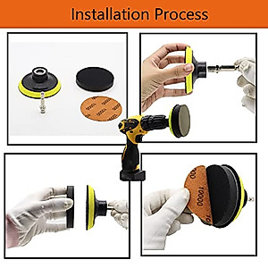 74pcs Sandpaper 3Inch Sanding Disc 60-10000 Grit Wet Dry Sandpaper with M10 Backing Pad,Interface Pad,Polishing Pads Sponge for Wood Metal Mirror Jewelry Car Polishing Headlight Cleaner Set